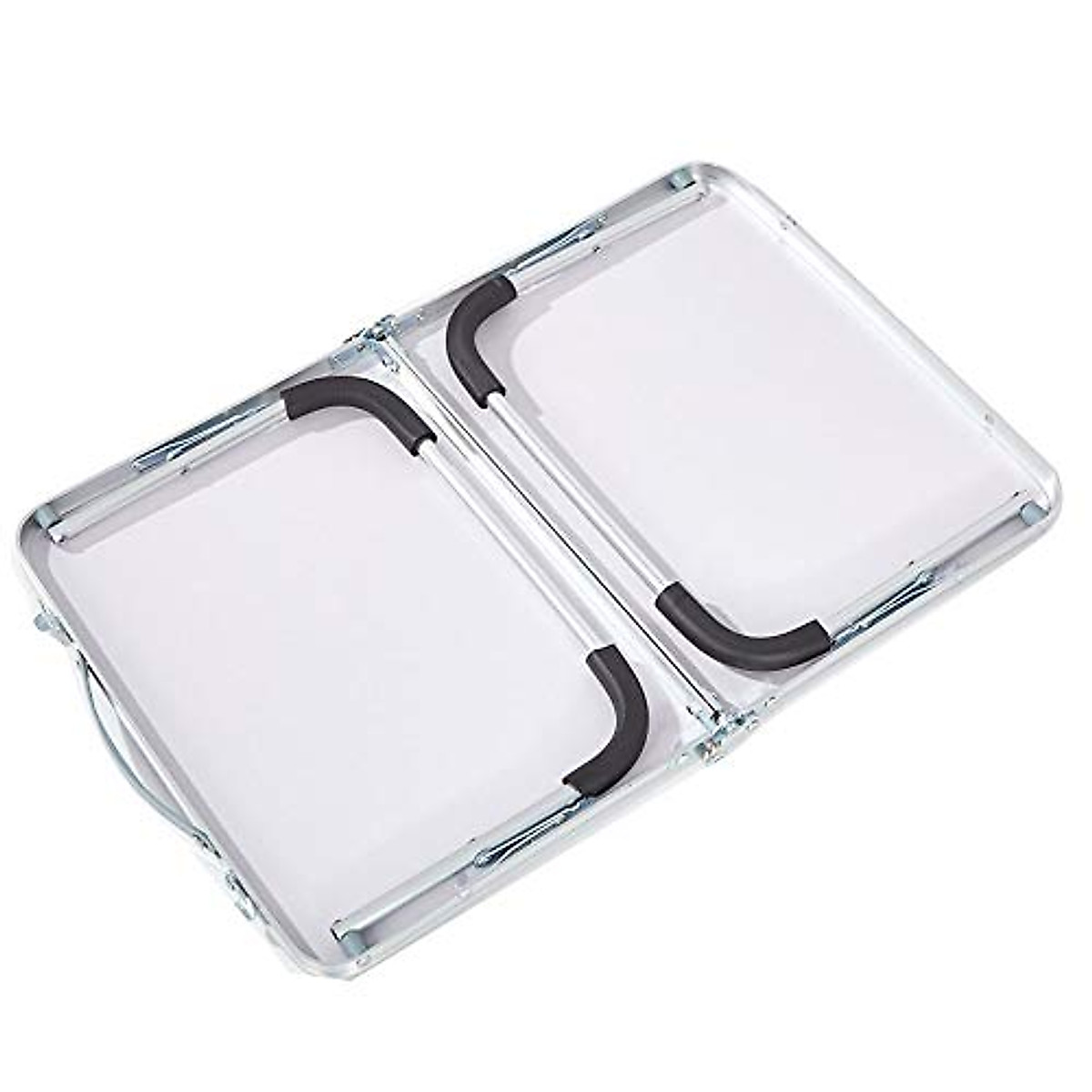 Amadj Foldable Laptop Table,Portable Standing Bed Desk, Bed Desk, Breakfast Serving Bed Tray, Portable Mini Picnic Table & Ultra Lightweight, Folds in Half with Inner Storage Space