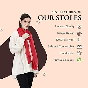 Womens Light weight Soft Cashmere Wrap Scarf Warm Solid Color Stole 100% Cashmere pure wool scarf, woven woollen stole (Yellow)