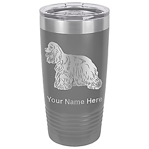 LaserGram 20oz Vacuum Insulated Tumbler Mug, Cocker Spaniel Dog, Personalized Engraving Included (Gray)