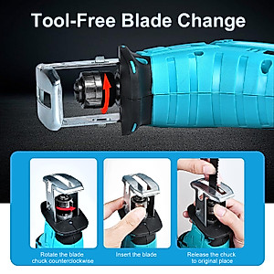 Cordless Brushless Power Reciprocating Saws Tool 0-3000 RPM for Makita 18V LXT BL1850B Battery Compact One-Handed Recipro Saw for Wood/Metal/PVC Cutting（No Battery）