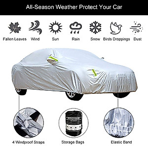 Old street Car Cover Compatible with Toyota Supra GR Coupe 2019-2021, All Weather Waterproof Breathable with Windproof Straps Indoor Outdoor Dustproof Car Tarp with Reflective Strips, Silver