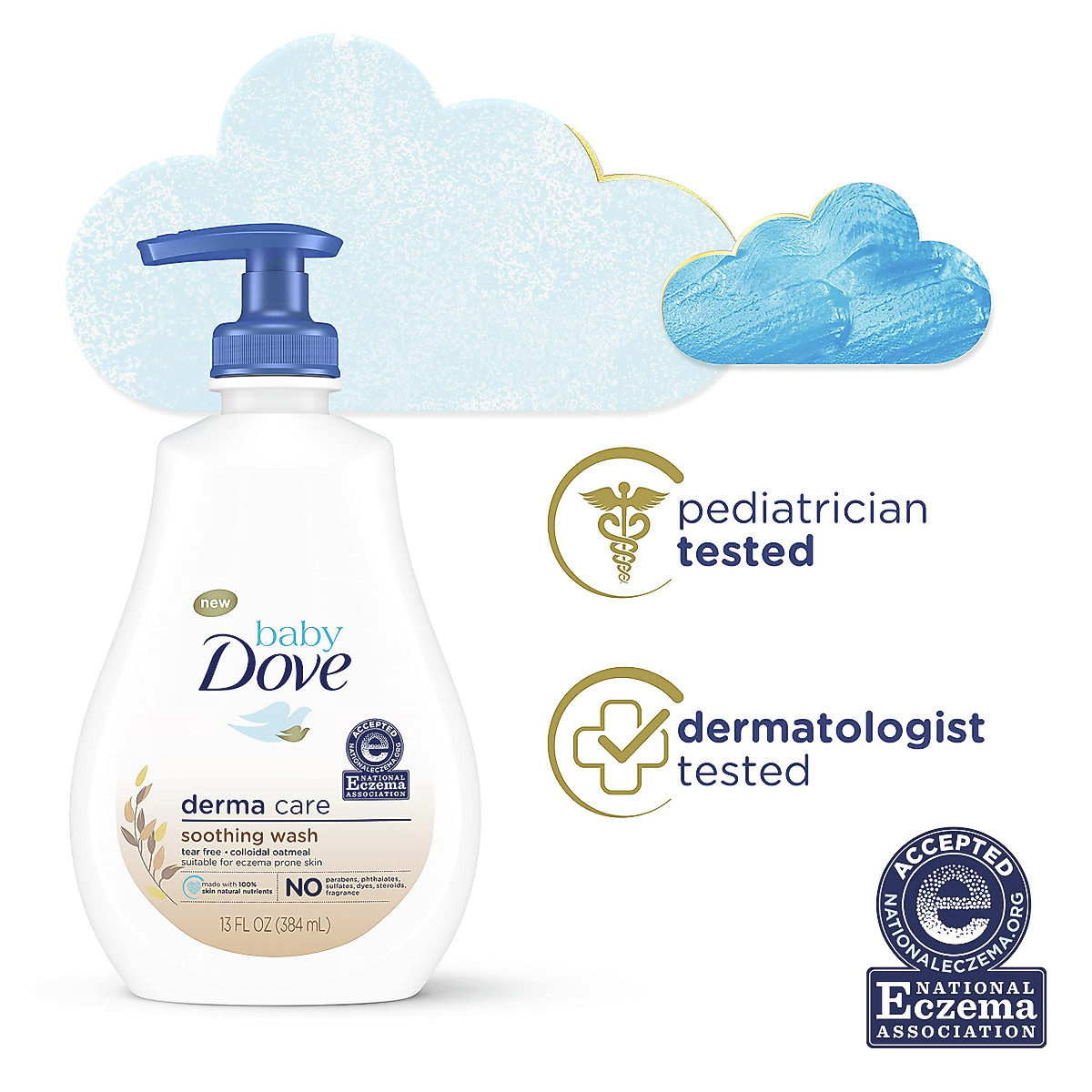 Dove Soothing Baby Body Wash To Soothe Delicate Baby Skin Derma Care No Artificial Perfume or Color, Paraben Free, Phthalate Free, 13 Ounce (Pack of 2)