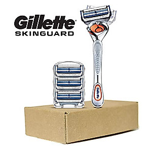 Gillette SkinGuard Men's Razor Flex Handle + 4 Blade Refills