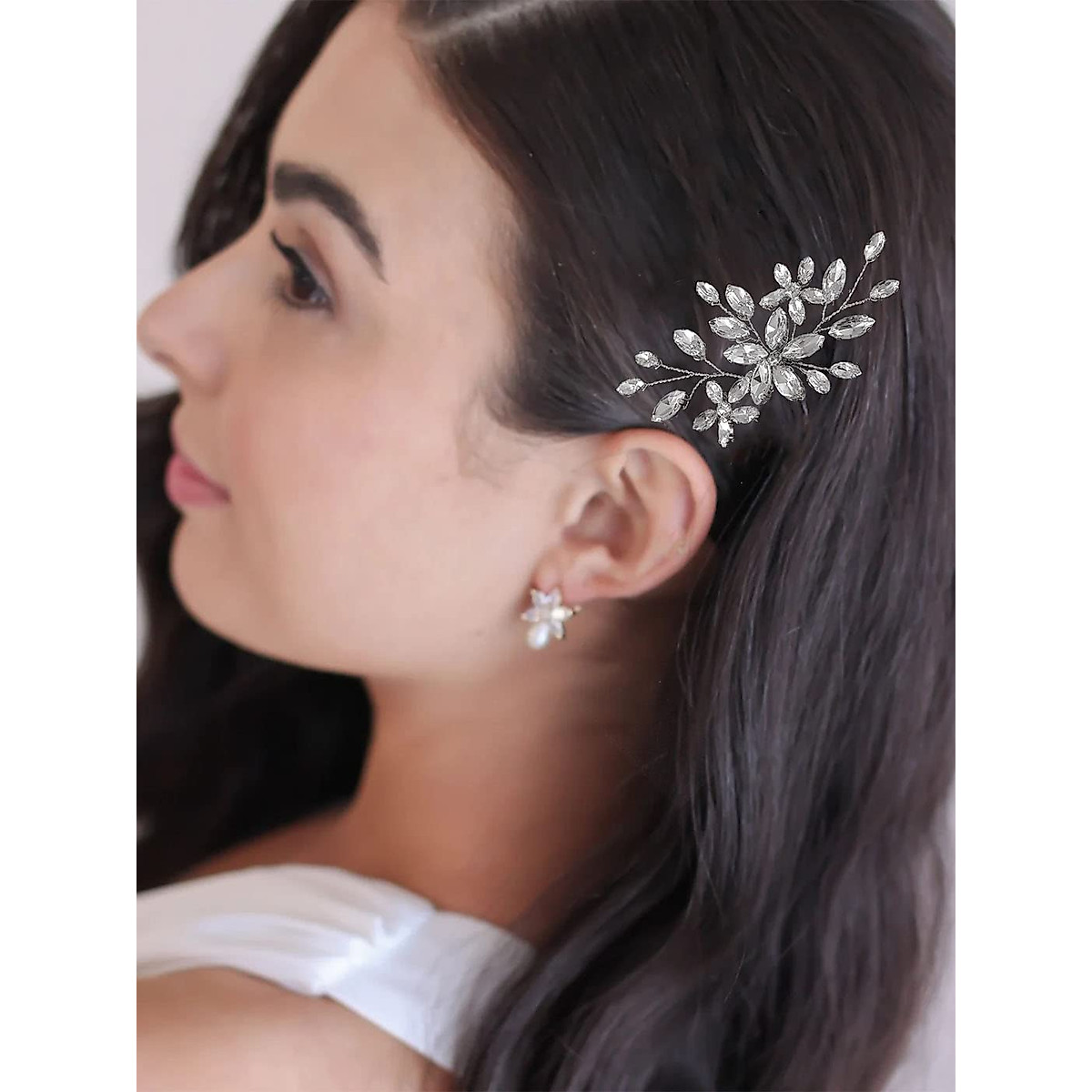 Latious Wedding Bride Crystal Hair Comb Silver Rhinestones Bridal Hair Pieces Vintage Hair Clip Hair Accessories for Women and Girls