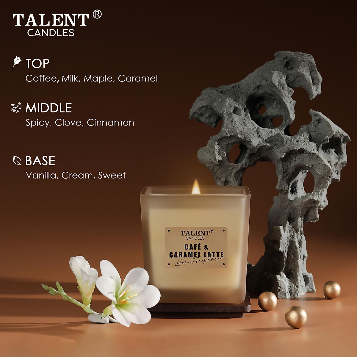 Deluxe Noble Scented Candles, Soy Candles for Home Scented, 7.05oz, Aromatherapy Candles with Lid, Cafe & Caramel Latte