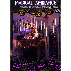 Dreacompy 20 Pcs Floating Candles with Wand, Room Decor, Flameless Candles, Candelabra LED Candle with Wand Control, Magic Hanging Decorations for Birthday, Party, Halloween Decorations