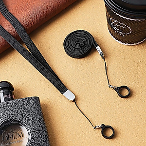 Shappy 3 Anti-lost Necklace Lanyard Black with Anti-lost Silicone Rubber Ring, Silicone Rubber Pen Lanyard Holder