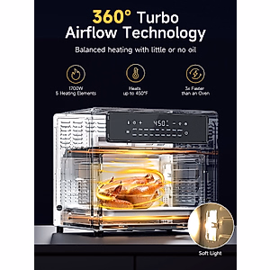 Kitchen Elite Air Fryer Toaster Oven Combo, 26.4 Qt Convection Oven Countertop, 18-in-1, Stainless Steel Large Airfryer, 4 Zone with Accessories, Digital Full Touch Screen, Easy to Clean