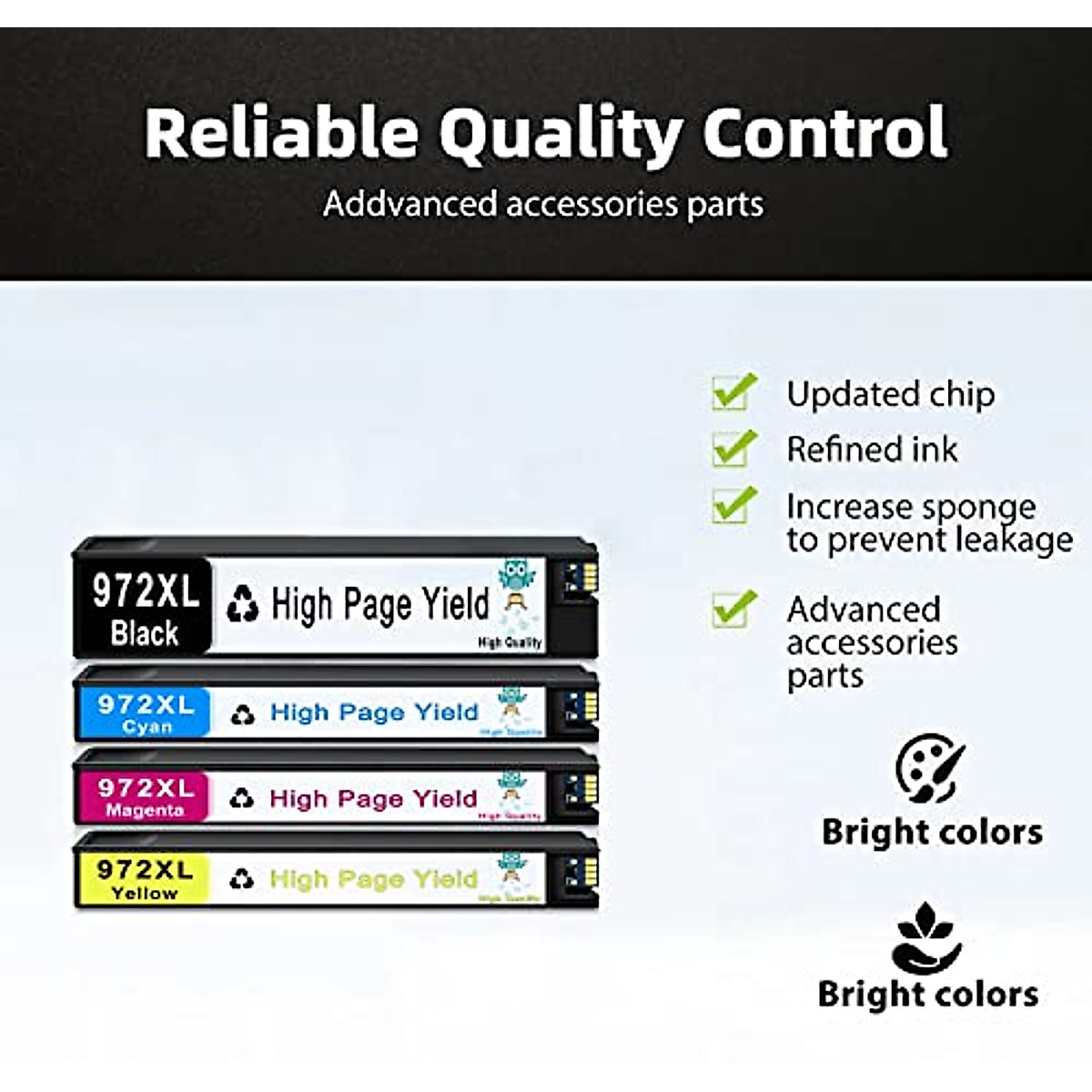 KAMOINC Ink Compatible Ink Cartridge Replacement for HP 972XL 972(4 Pack Combo) to use with PageWide Pro 477dw 577dw 452dw 477dn 452dn 577z 552dw P55250dw Printers (1Black & 1Cyan 1Magenta1Yellow)