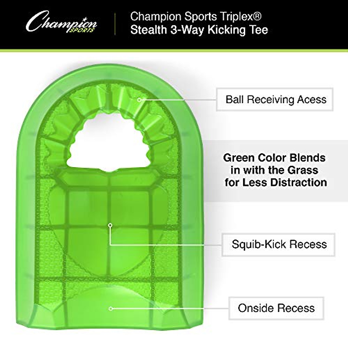 Champion Sports Triplex 3-in-1 Premium Football Kicking Tee for Kickoff Practice, 1” - Ball Holder Tees for Footballs - Kicking Block and Accessories for Adults, Kids, Coaches