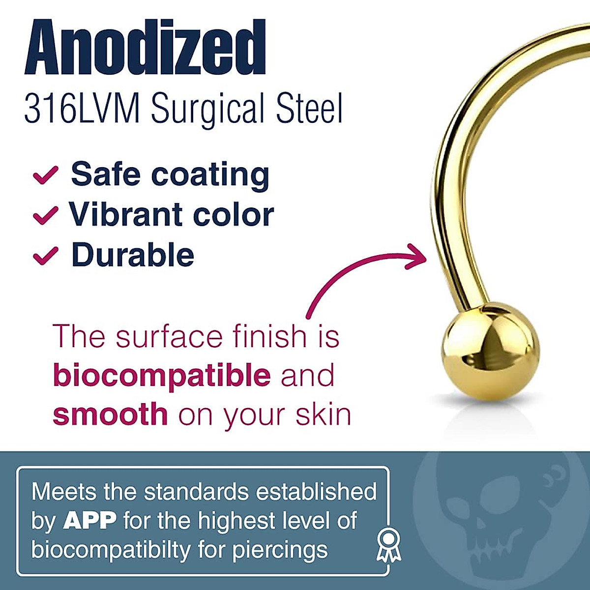 2pc 14g Gold Surgical Stainless Steel Horseshoe Hoop 4mm Ball Circular Barbells Earrings Cartilage Helix Septum Nose Lip Rings - 8mm