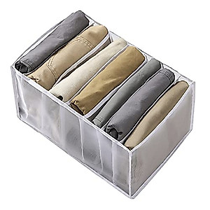 DONSU Underwear Storage Box Compartment,Drawer Organizer Dividers for Clothing,Foldable Underwear Storage Box with 6/7/11 Compartments for Bedroom Baby Clothes, Bra, Scarves, Belt, Tie