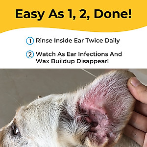 Smiling Paws Pets Medicated Tris Flush Dog Ear Cleaner Solution and Infection Treatment for Dogs and Cats Ear Flush for Dogs Ear Cleaner for Dogs & Cats - Cat & Dog Ear Wash Contains Ketoconazole 12oz