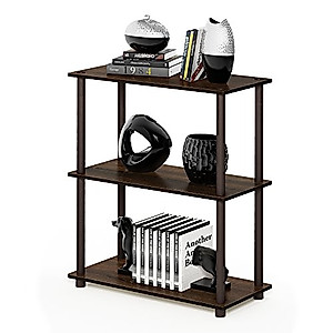 Furinno Turn-N-Tube 3-Tier Compact Multipurpose Shelf Display Rack, Walnut/Brown