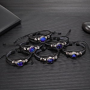 LIU JUN Zodiac Signs Spirit Bracelet For Women, Multilayer Adjustable Twelve 12 Constellation Leather Handmade Woven Wristband Men Constellation Lover Gifts Jewelry (Taurus)