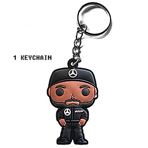 PolarAuto F1 Formula One Racing Key Chain Keychain Car Auto Compatible with Red Bull Mercedes Ferrari Team Fan Gift Accessory (Lewis Hamilton)