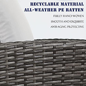 Wisteria Lane 4 Piece Outdoor Patio Furniture Sets, Wicker Conversation Set for Porch Deck, Gray Rattan Sofa Chair with Cushion