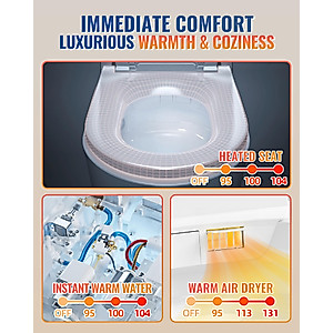 LW Smart Toilet with Bidet Built in, One Piece Elongated Modern Bidet Toilet w/Pump-Assisted Auto Flush, Foot Sensor, Heated Seat, Warm Water & Dryer, LED Display, Night Light, Built-in Water Tank