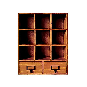 PRIMO SUPPLY 2-Way Wood Cabinet Cubbies - Rustic Home Decor - Floating Shelves for Storage - Farmhouse Decor Desk Shelf with Drawers - Cube Shelf Display - Vintage Room Decor for Bedroom Aesthetic