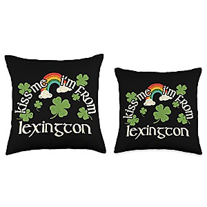 USA Lexington Gift For St. Patty's Day Kiss Me Shamrock-US City St. Patrick's Day Lexington Throw Pillow, 18x18, Multicolor