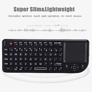 Serounder 2.4GHz Touchpad Keyboard,RT-MWK02 Mini Keyboard Rechargeable Ultra-Thin Mini USB Backlit Keyboard with IR Light for HTPC for PS3/4 for 360 and ONE(QWERTY Keypad)