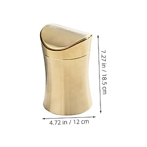 CHILDWEET Stainless Steel Trash Can Tiny Waste Basket Small Trash Can Kitchen Trash Can Desktop Waste Container Sundries Storage Basket Countertop Trash Can Tiny Garbage Bin Golden