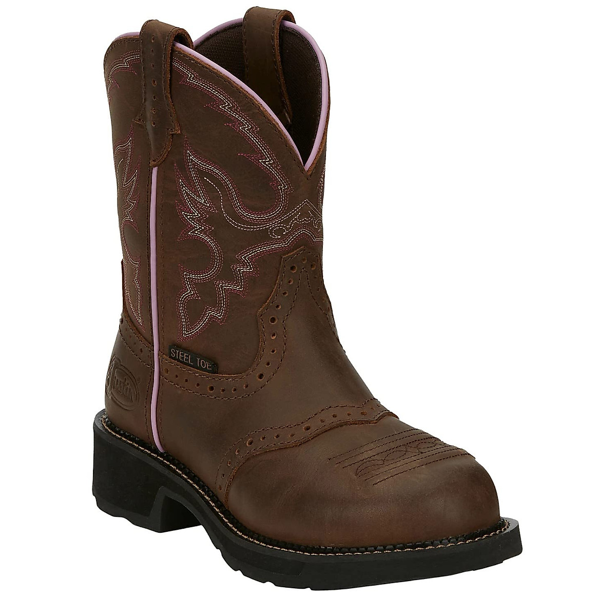 Justin Women's Wanette Western Work Boot Steel Toe Distressed Brown 7.5 M US