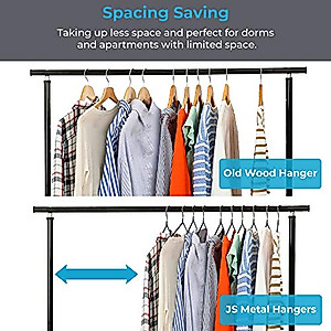 JS Hanger Metal Hangers 16.5" Coat Hangers - Extra Thick Wire Hangers with Non Slip Matt Black Rubber Coating Heavy Duty Pant Skirt Suit Hangers for Coat (20 Pack)