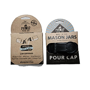 reCAP Mason Jars Pour Lid | Wide Mouth | Multi-Color | Leak-Proof Seal | 4-Pack | USA Made Mason Jar Accessories | Jar not Included