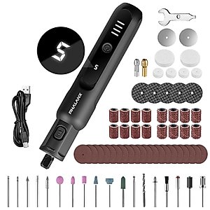 PHALANX 3.7V Mini Cordless Rotary Tool Kit, Pen-Type Battery Rotary Tool with 70 Accessories/Digital Display/5-Speeds/20000RPM Max. for Sanding, Carving, Polishing, Engraving, Carving, Pet Grooming
