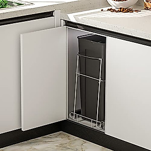 Insputer Pull Out Trash Can Under Cabinet, Under Sink Trash Can Pull Out with Silicone Handle, 35qt Under Cabinet Trash Can Pull Out Kit for Kitchen Sink, Pantry, Garbage Can Not Included