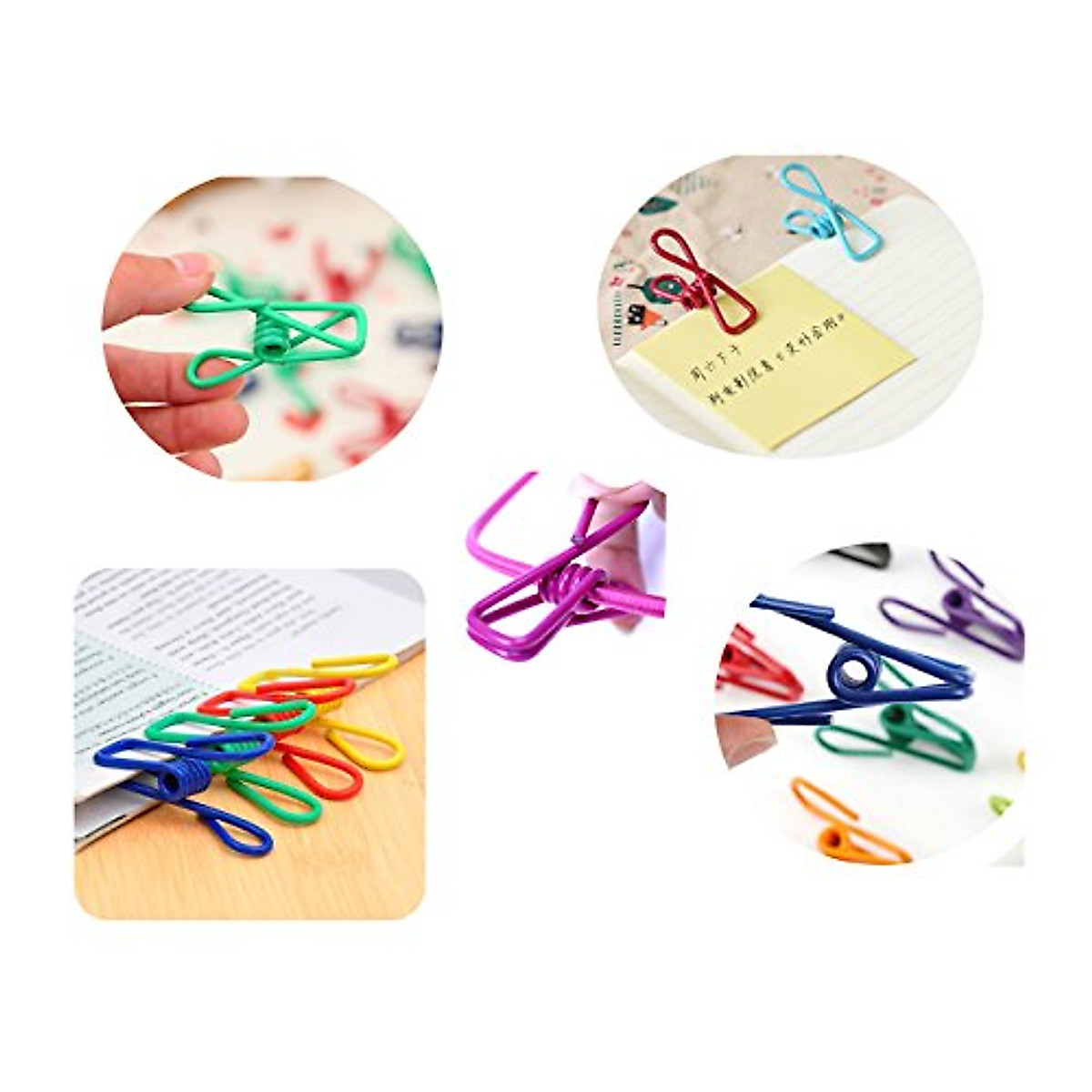 Chip Clips, 30 Pcs 2 Inch 10 Different Random Colors Utility Metal Clips PVC-Coated High Elasticity Good Persistence for Clothespins Paper Clips Food Clips Bag Clips Clothes Pins(Mixed Colors 30pcs)