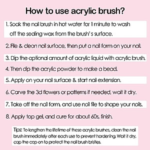 NailsBeauty 5PCS Acrylic Nail Brush Set - Acrylic Nail Brushes for Acrylic Application, Silver Glitter Acrylic Brushes for Nails Professional Acrylic Powder Brushes for Nail Art (#6#8#10#12#14)