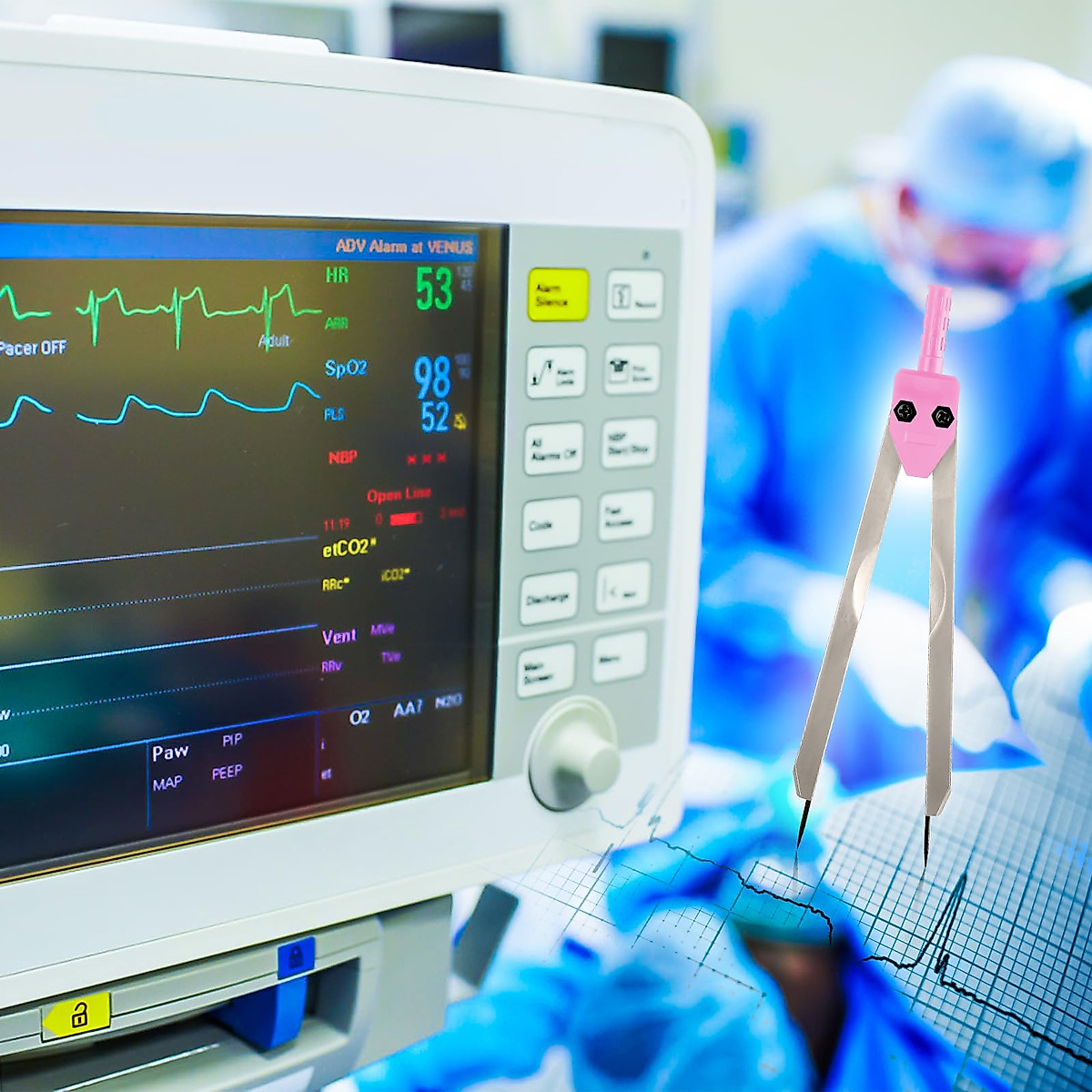 DSLSQD EKG Calipers ECG Calipers Measuring Tool with Ruler EKG Caliper Divider for Measuring Electrocardiographs Nurse or Doctor Electrocardiogram Measuring Tool for Nursing (Pink)