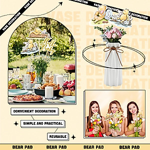 MEMOVAN 16pcs Classic The Pooh Centerpieces for Baby Shower Decorations Winnie Centerpieces Sticks Oh Baby Winnie Table Toppers for Winnie Birthday Party Supplies
