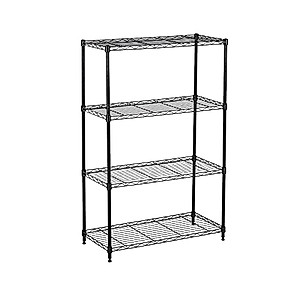 Displays By Jack 4 Tier Wire Shelving Unit Storage Rack, Metal Heavy Duty Utility Organizers, Organization Units for Products Plant Pantry, Garage, Durable Shelf Stand, Black, 14" W x 30" L X 48" H