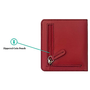 123 Cheap Checks Personalized RFID Leather Womens Mini Wallet With Credit Card Holders and Coin Pocket - Red/Black