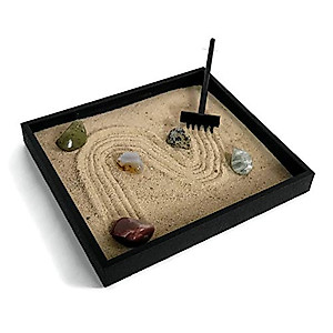 Tumbled Gemstones Handmade Zen Garden Kit for Desk Accessories Zen Office Decor Relaxing Gifts for Coworkers Mini Zen Garden with Polished Natural Stones