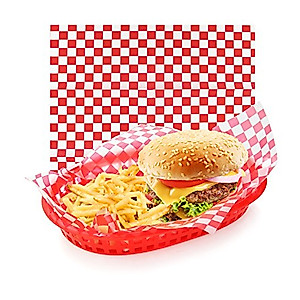New Star Foodservice 44263 Red Check Food Basket Liners, 12 By 12-inch, Set of 36