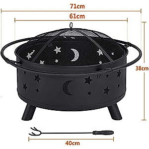 LEAYAN Garden Fire Pit Grill Bowl Grill Barbecue Rack Fire Pit Outdoor Wood Burning Pits for Outdoor Backyard Patio Bonfire Campfire Grill Grate Mesh Spark Screen Poker Waterproof Cover Included