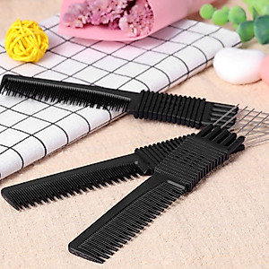 Leinuosen 2 Pack Tail Combs Black Carbon Fiber Teasing Combs Rat Tail Lifting Combs Styling Combs for Hair Salon or Home Supplies(Lift Combs)