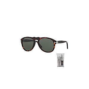 Persol PO0649 24/31 56MM Havana/Green Aviator Sunglasses for Men + BUNDLE With Designer iWear Eyewear Kit