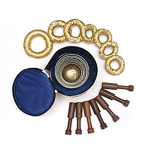 ESK GROUP Tibetan Singing Bowl Set of 7, 3”- 5.2” Om Mane Padme Hum Singing Bowl, Himalayan Singing Bowl, Handmade, w/ silk cushions, 7 sticks, Flag and Silk Brocade Box, ESK-06