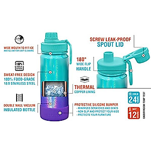 CHILLOUT LIFE 17 oz Kids Insulated Water Bottle for School with Leakproof Spout Lid and Cute Waterproof Stickers, Personalized Stainless Steel Thermos Flask Metal Water Bottle for Girls & Boys