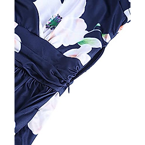 OUGES Women's V-Neck Pattern Pocket Maxi Long Maternity Dress(Floral-12,XL)