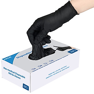 akgk Nitrile Gloves, 100 Pcs Disposable Black Nitrile Gloves 4 Mil Large, Cleaning Gloves for Cooking, Household & More, Powder-Free, Latex-Free