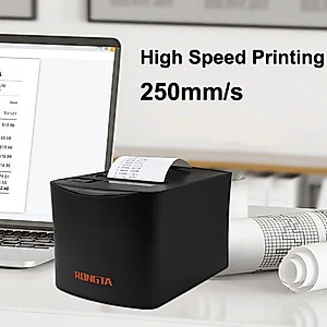 Rongta Thermal Receipt Printer, 80mm High-Speed POS Printer with Auto Cutter, 250mm/s, Ideal for Kitchen & Small Business, Compatible with Windows, Linux, MacOS