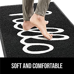 Gorilla Grip Dirt Grabber Hello Mesh Doormat, Waterproof All Weather Welcome Mat, Low Profile Entryway Mats for Home, Indoor Outdoor Front Entrance and Back Sliding Door, Washable, 30x17, Black/White