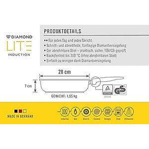 Woll Diamond Lite high rim pan - inductive -, diameter 32 cm, 7 cm high, with removable handle - suitable for all types of stoves, cast aluminum, non-stick coating, oven-safe, anthracite, 1 piece