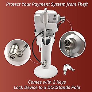 DCCStands First Data FD35/ FD40 7" Swivel and Tilt White Stand with Anti-Theft POS Device Terminal to Stand Security Tether Lock